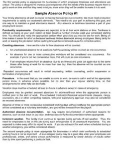 Sample Absence Policies - Small Business Free Forms