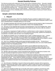 Sample Disability Policy - Small Business Free Forms