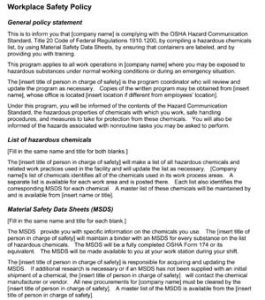 Sample Hazard Communication Program Package - Small Business Free Forms