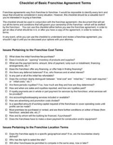 Basic Franchise Checklist - Small Business Free Forms