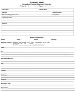 Outpatient Physical Therapy Evaluation - Small Business Free Forms