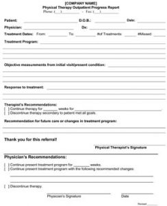 Outpatient Physical Therapy Progress Report - Small Business Free Forms