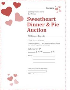 Valentines Day Dinner & Pie Auction Flyer - Small Business Free Forms