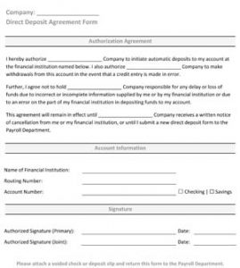 Sample Direct Deposit Form - Small Business Free Forms