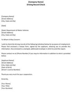 Driving Record Check (Letter to State) - Small Business Free Forms