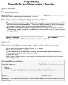Request for Review of Salary Increase or Promotion - Small Business ...