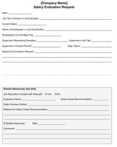 Salary Evaluation Request - Small Business Free Forms