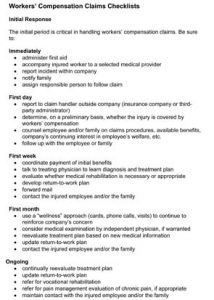 Sample Worker's Compensation Claims Checklist - Small Business Free Forms