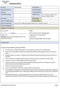 Sample Social Worker Job Description - Small Business Free Forms