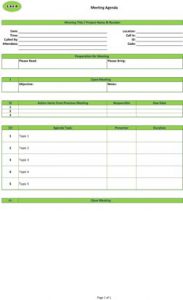 Sample Business Meeting Agenda Minutes - Small Business Free Forms