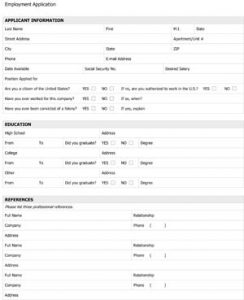 Sample Job Application #1 - Small Business Free Forms
