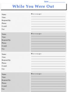 Sample Phone Message Log Sheets - Small Business Free Forms