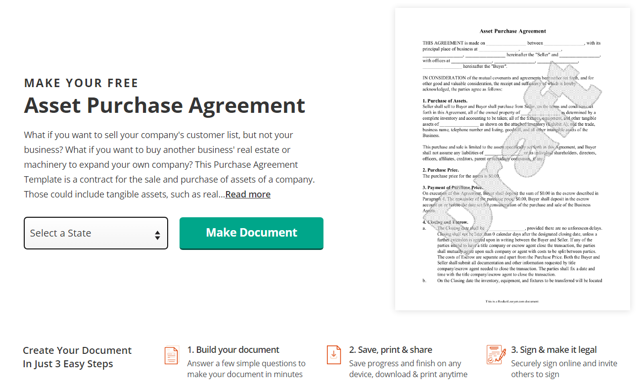 Asset Purchase Agreement - Small Business Free Forms